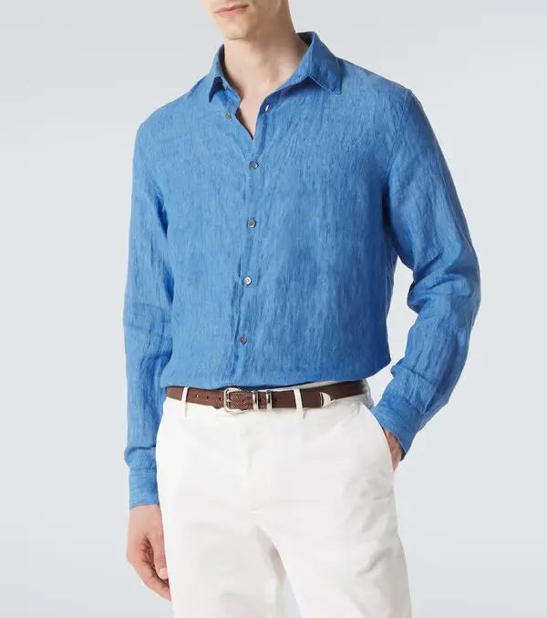 Sunspel Linen Shirt - Blue