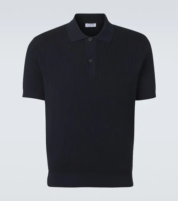 Sunspel Ribbed-knit Cotton Polo Shirt - Blue