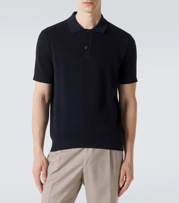 Sunspel Ribbed-knit Cotton Polo Shirt - Blue