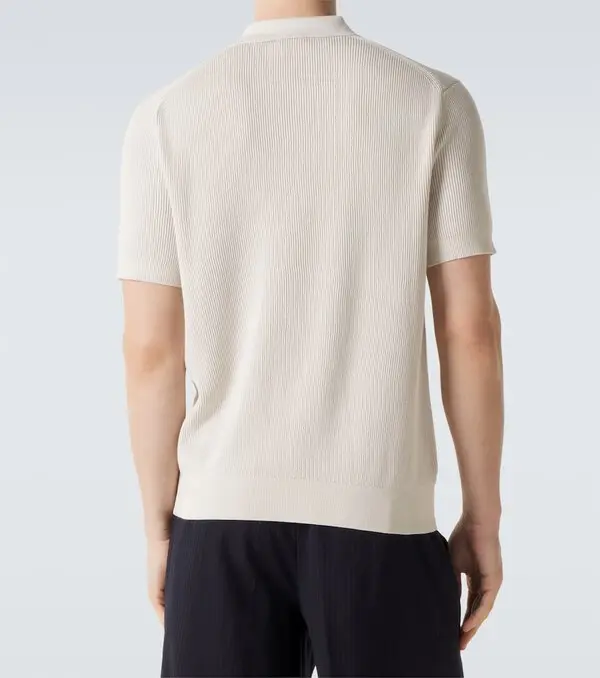 Sunspel Ribbed-knit Cotton Polo Shirt - Beige