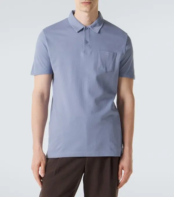 Sunspel Riviera Cotton Polo Shirt - Blue