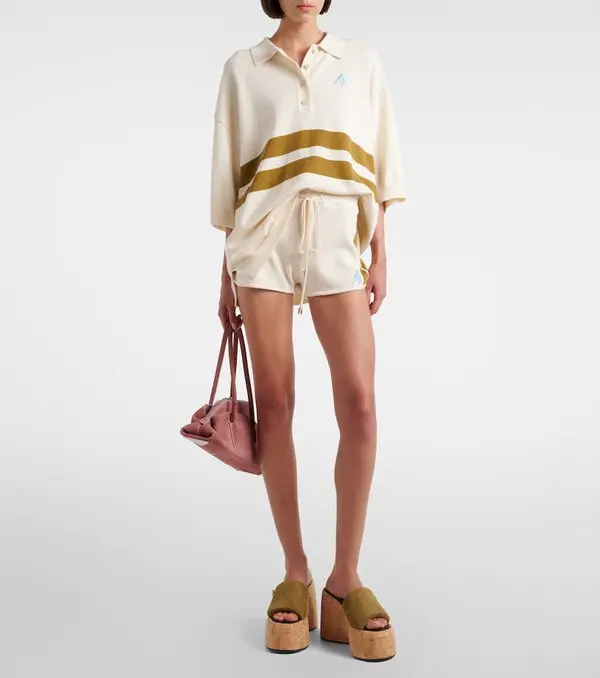 Attico Striped Oversized Cotton Polo Shirt