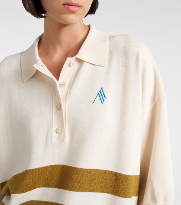 Attico Striped Oversized Cotton Polo Shirt