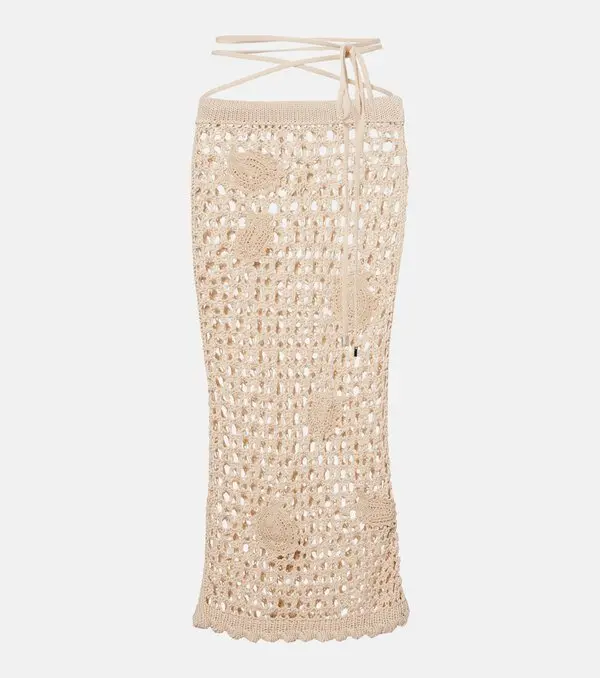 Attico Open-knit Cotton Beach Cover-up - Beige