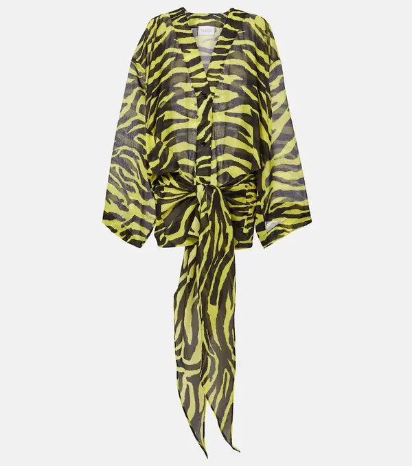 Attico Animal-print Cotton Muslin Minidress - Yellow