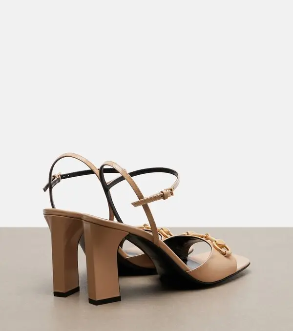 Gucci Signora Horsebit Leather Slingback Sandals - Pink