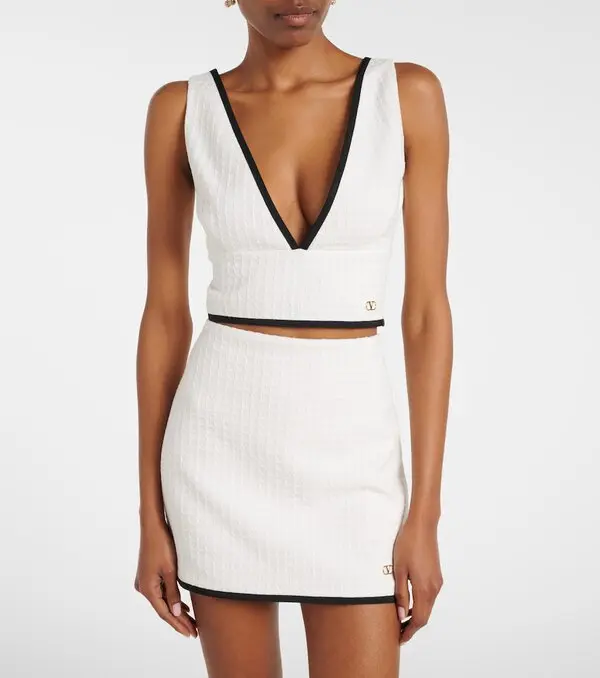 Valentino Garavani Cotton Tweed Cropped Top