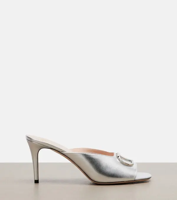 Valentino Garavani Vlogo Metallic Leather Mules