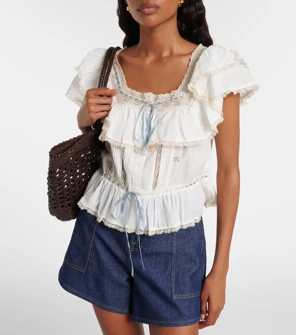 Rixo Melisa Embroidered Cotton Blouse