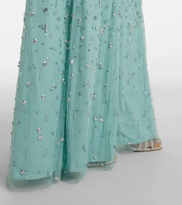 Jenny Packham Crystal Drop Embellished Gown - Blue