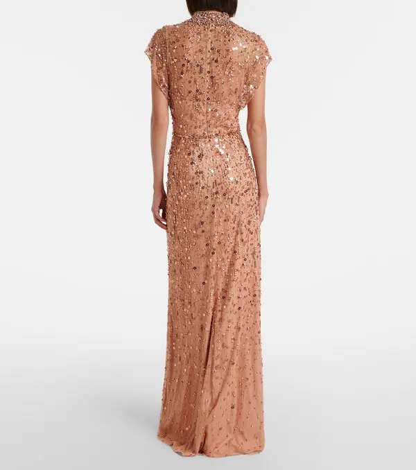 Jenny Packham Crystal Drop Embellished Gown - Blue