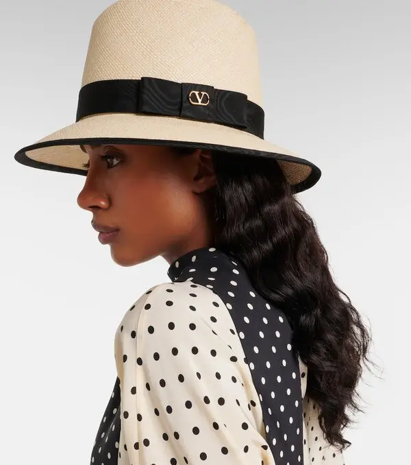 Valentino Garavani Vlogo Straw Panama Hat