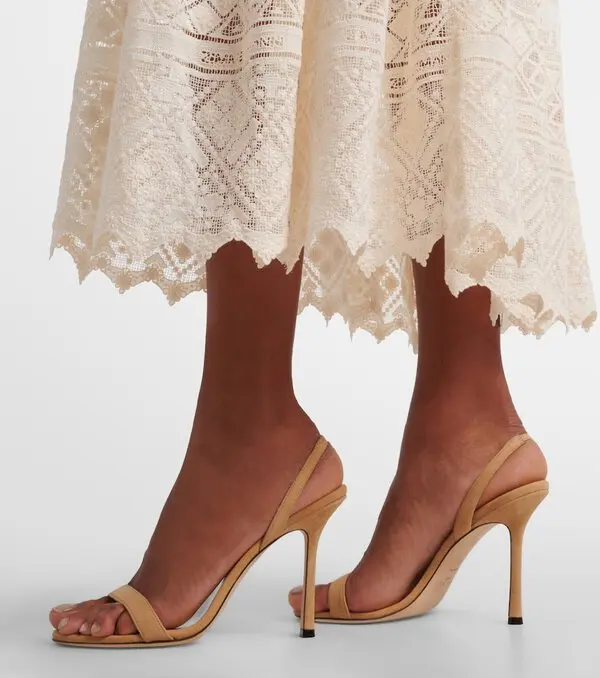 JIMMY CHOO Suede Slingback Sandals - Beige