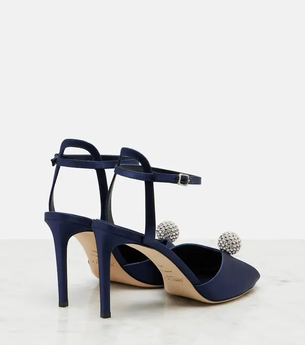 JIMMY CHOO Sacora Embellished Satin Sandals