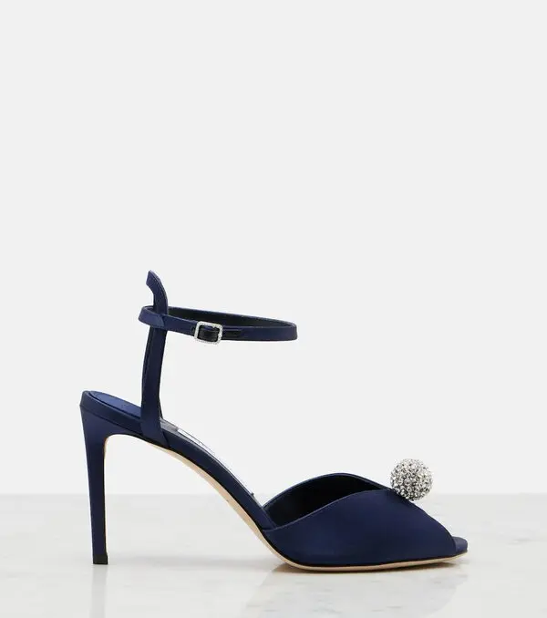 JIMMY CHOO Sacora Embellished Satin Sandals