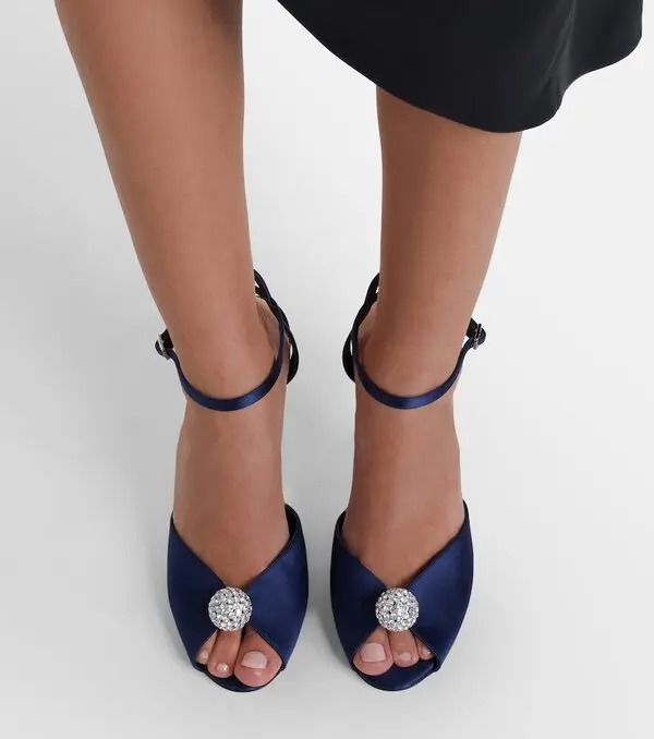 JIMMY CHOO Sacora Embellished Satin Sandals