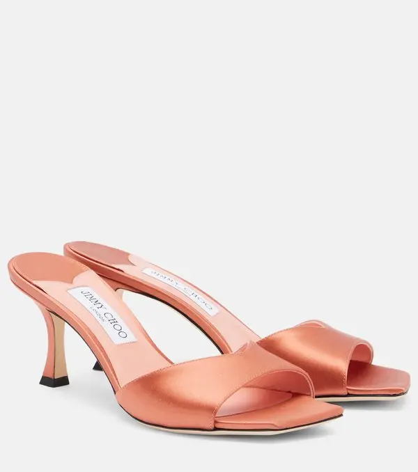 JIMMY CHOO Skye Satin Mules - Pink