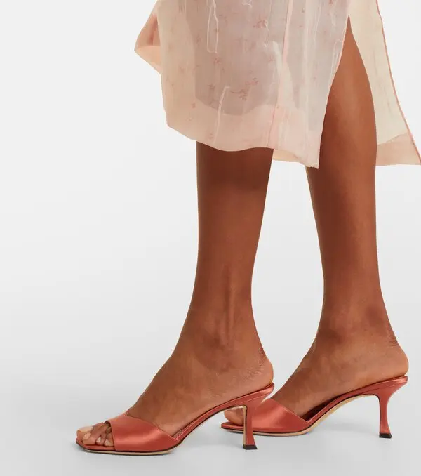 JIMMY CHOO Skye Satin Mules - Pink