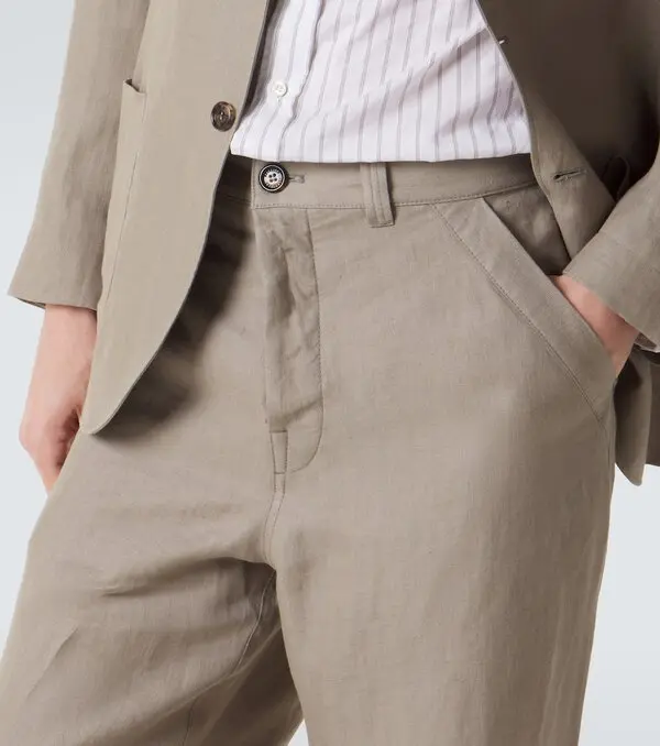 Brunello Cucinelli Linen Straight Leg Trousers