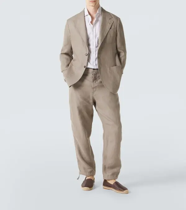 Brunello Cucinelli Linen Straight Leg Trousers