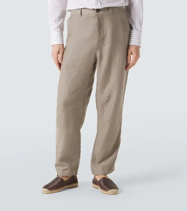 Brunello Cucinelli Linen Straight Leg Trousers