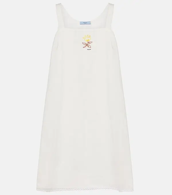 Prada Embroidered Linen Minidress