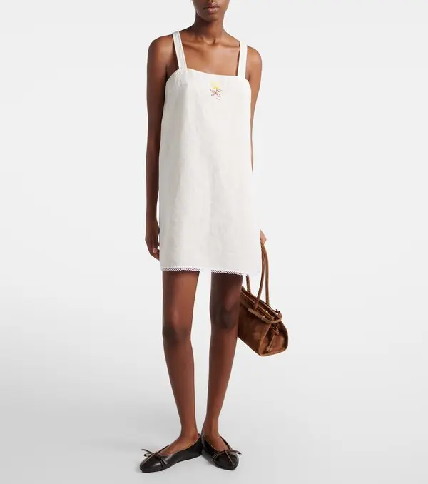 Prada Embroidered Linen Minidress
