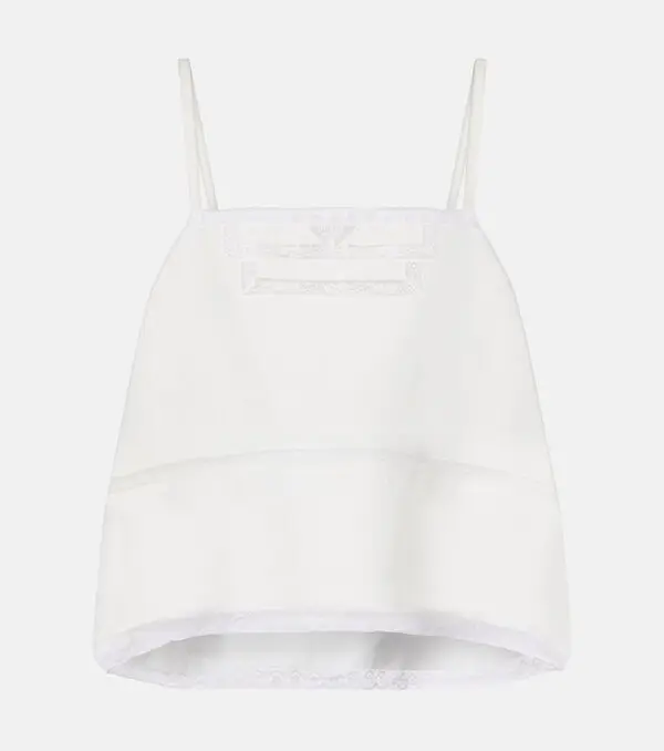 Prada Lace-trimmed Linen Camisole Top