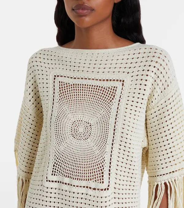 Zimmermann Indra Crochet Fringed Cotton Minidress
