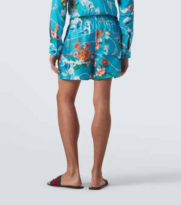 Gucci Printed Silk Twill Shorts