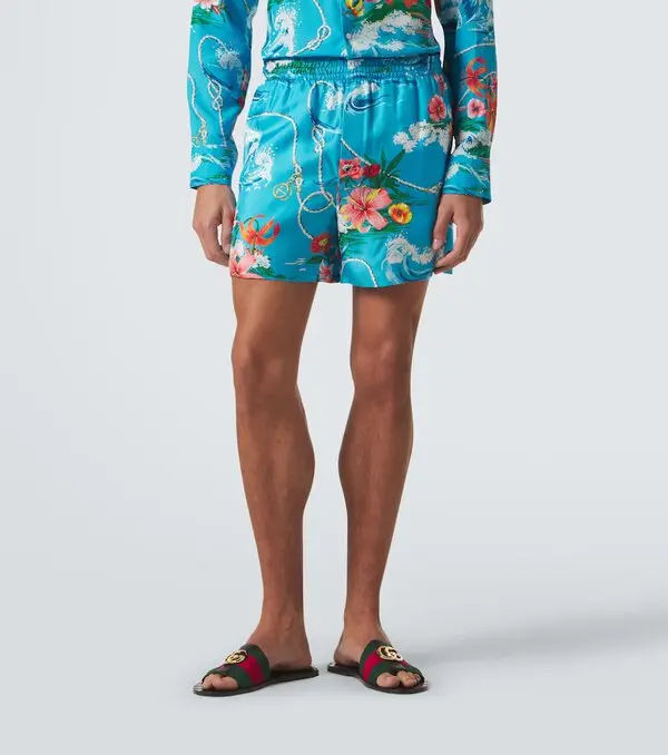 Gucci Printed Silk Twill Shorts