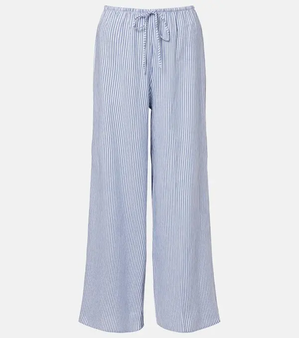 MONTCE Striped Cotton Wide-leg Pants - Blue