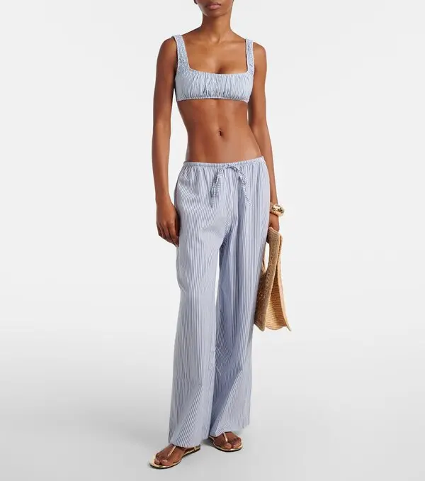 MONTCE Striped Cotton Wide-leg Pants