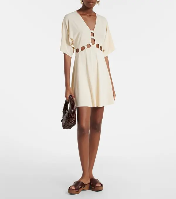 ERES Connection Cutout Jersey Minidress - Beige