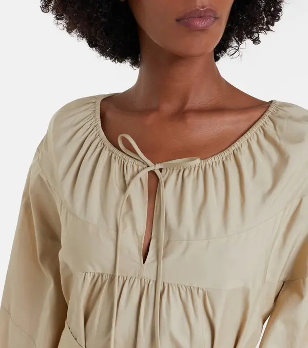 Vince Belted Cotton Poplin Midi Dress - Beige