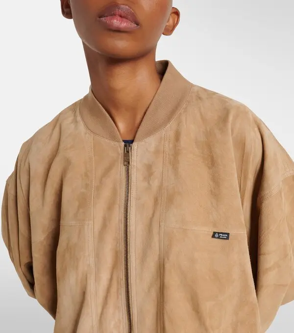 Prada Suede Bomber Jacket - Beige
