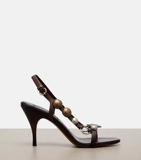 Miu Miu Embellished Leather Slingback Sandals