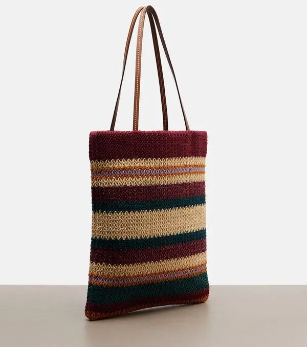 Miu Miu Woven Raffia-effect Shopper - Multicoloured