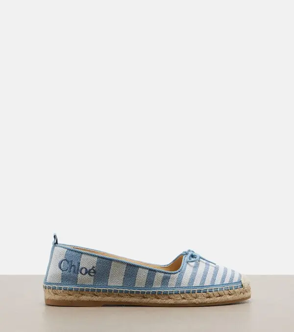 Chloé Isla Striped Canvas Espadrilles - Blue