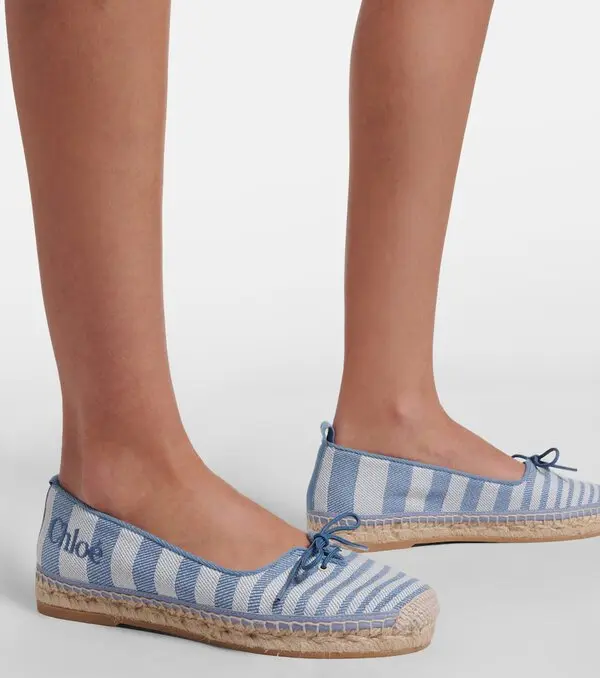 Chloé Isla Striped Canvas Espadrilles - Blue