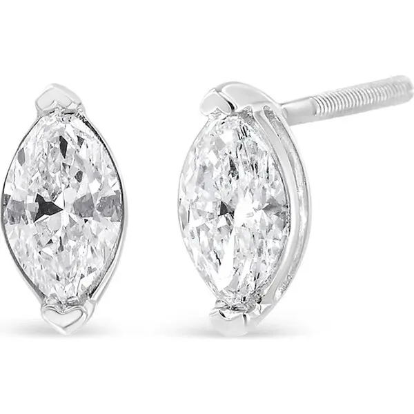 HAUS OF BRILLIANCE 14k Gold Marquise Lab-grown Diamond Solitaire Stud Earrings - White