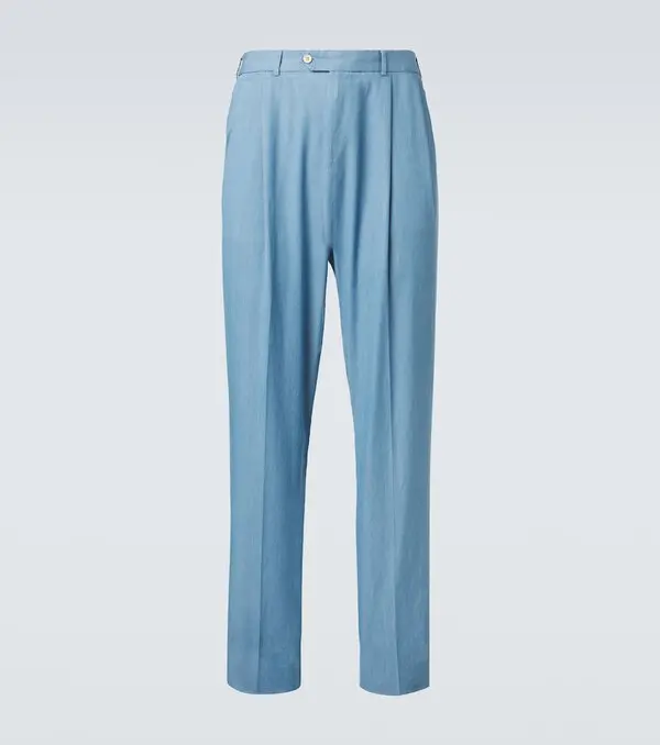 Dunhill Pleated Straight Cotton Suit Pants