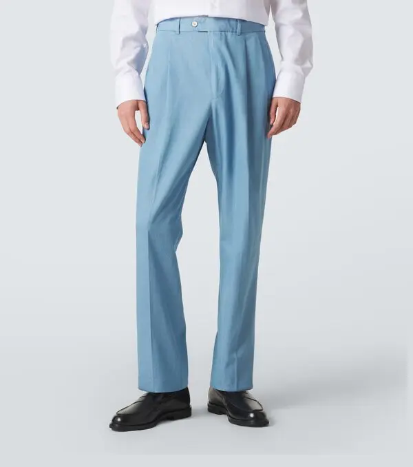 Dunhill Pleated Straight Cotton Suit Pants