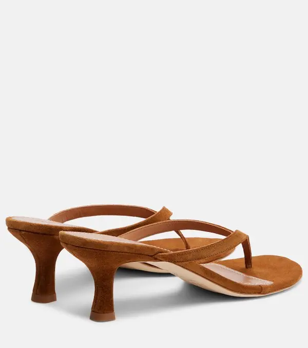 Staud Freja Suede Thong Sandals - Brown