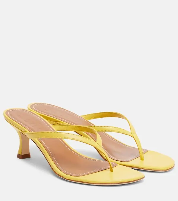 Staud Freja Leather Thong Sandals - Yellow
