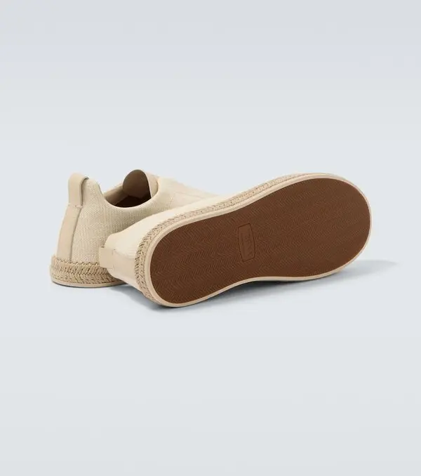 Zegna Triple Stitch Canvas Slip-on Sneakers