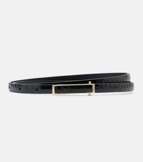 TOM FORD Croc-effect Patent Leather Belt - Black