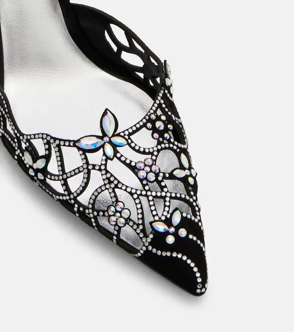 Rene Caovilla Embellished Suede Slingback Pumps