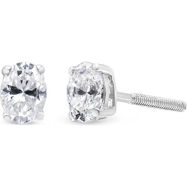 HAUS OF BRILLIANCE 14k Gold Lab-grown Oval Solitaire Diamond Stud Earrings - White