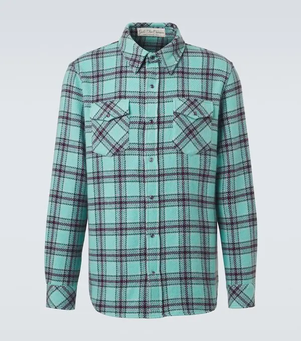 GOD'S TRUE CASHMERE Plaid Cashmere Shirt With Amethyst